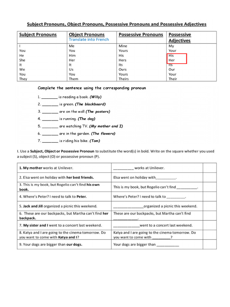 4 - 5 - 2lesson Pronouns Possessive Adjectives | PDF