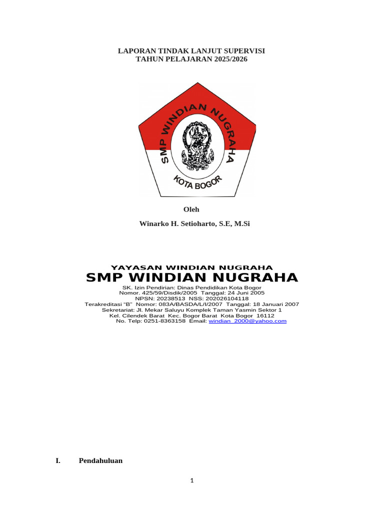 Laporan Supervisi SMP Windian Nugraha | PDF