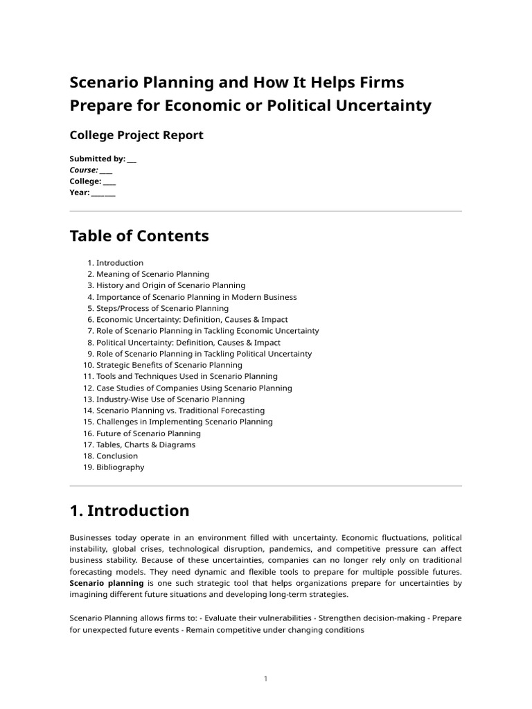 Scenario Planning for Business Resilience | PDF | Scenario Planning ...