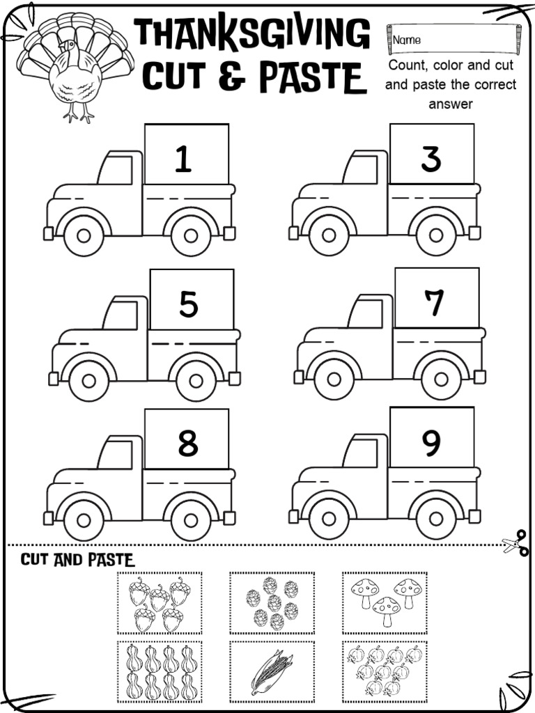 Count, Color and Cut and Paste The Correct Answer | PDF