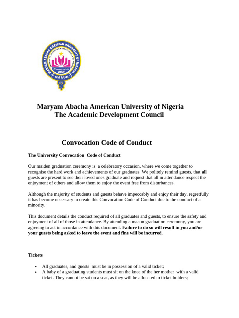 Convocation Code of Conduct Guidelines | PDF