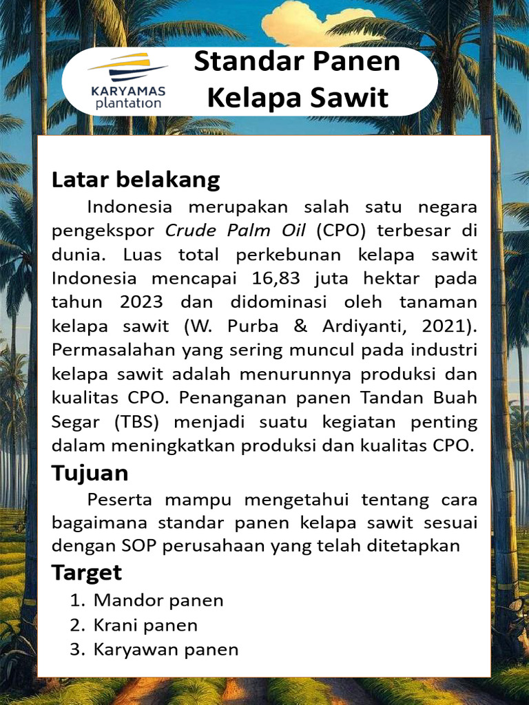 Standar Panen Kelapa Sawit Optimal | PDF