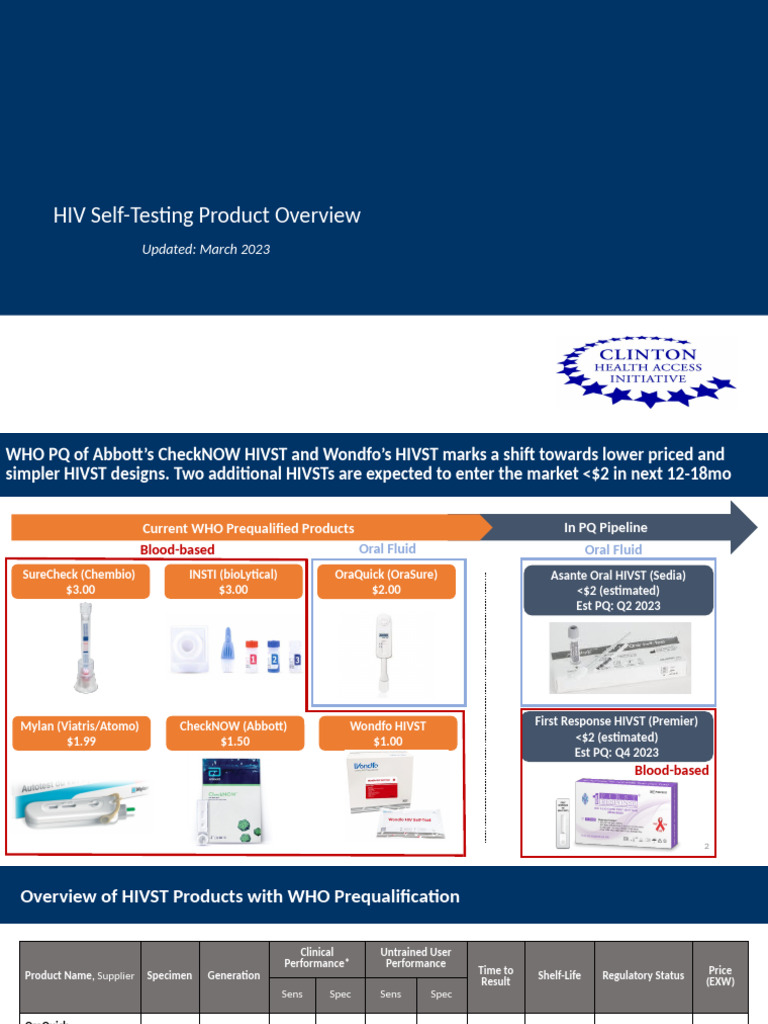 Overview of WHO-Prequalified HIV Self-Tests | PDF | Diagnosis Of Hiv ...