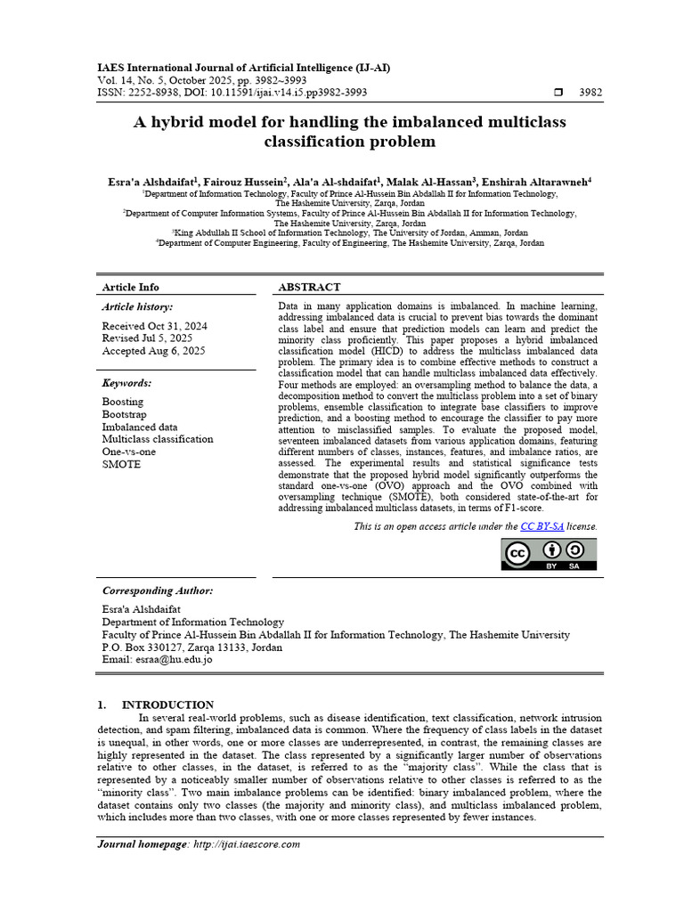 A Hybrid Model For Handling The Imbalanced Multiclass Classification ...
