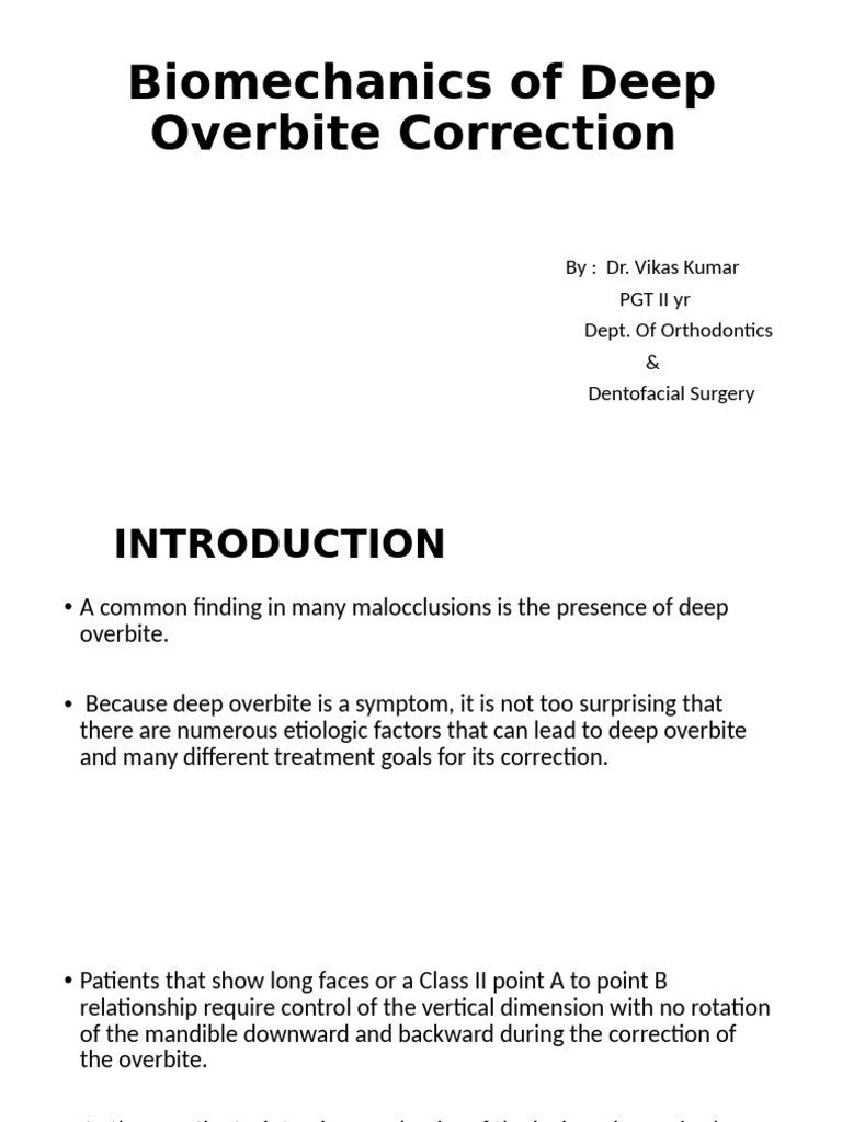 Biomechanics of Deep Overbite Correction | PDF | Dental Anatomy ...