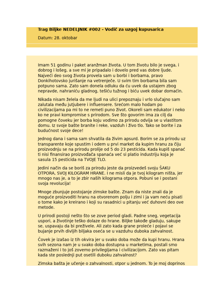 Trag Biljke Nedeljnik 2 | PDF