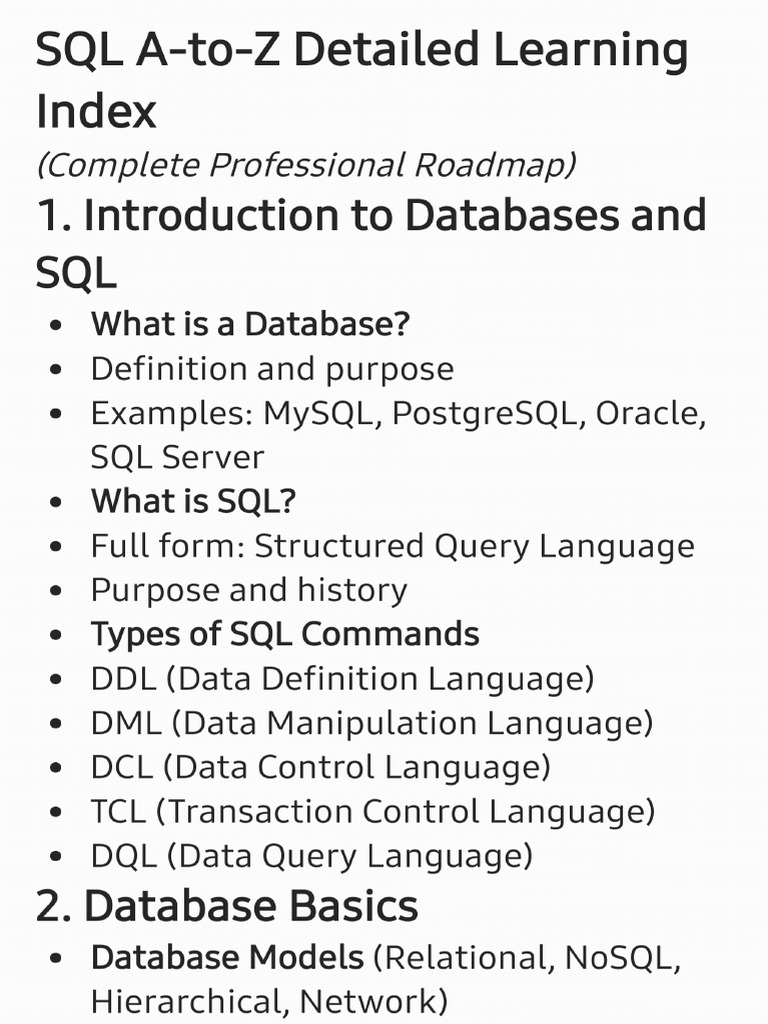 SQL Complete Roadmap | PDF