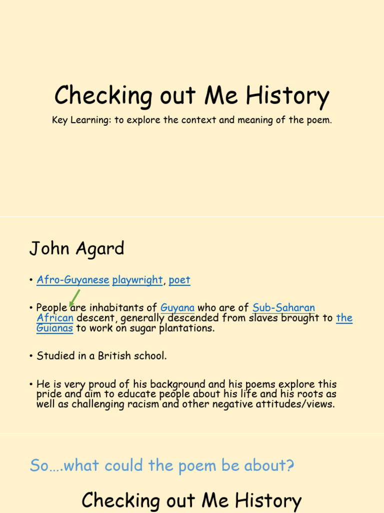 John Agard's "Checking Out Me History" Analysis | PDF | Poetry