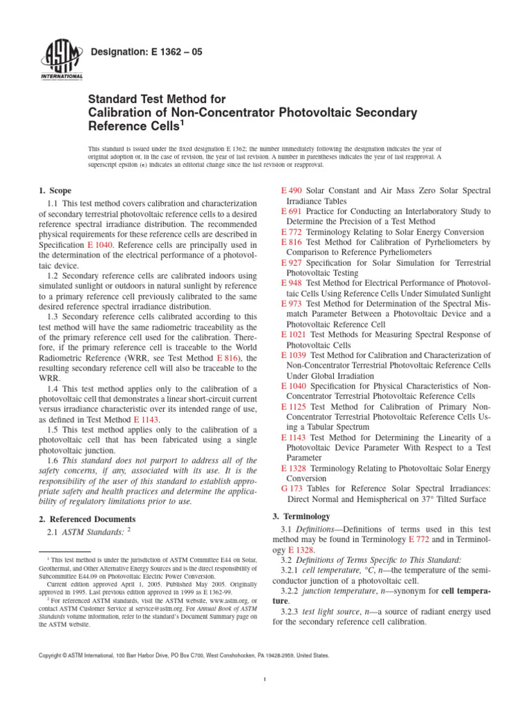 Calibration Method for PV Reference Cells | PDF | Photovoltaics ...