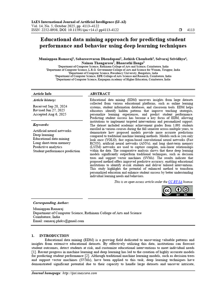 Educational data mining approach for predicting student performance and behavior using deep ...