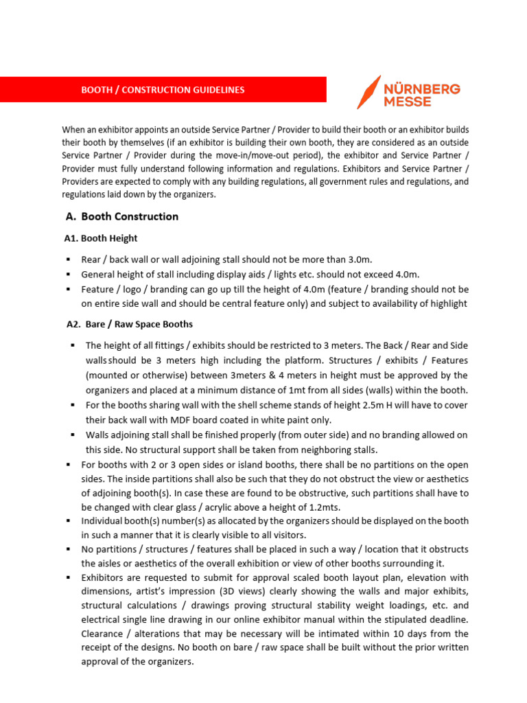 Booth Construction Guidelines for Exhibitors | PDF | Insulator ...