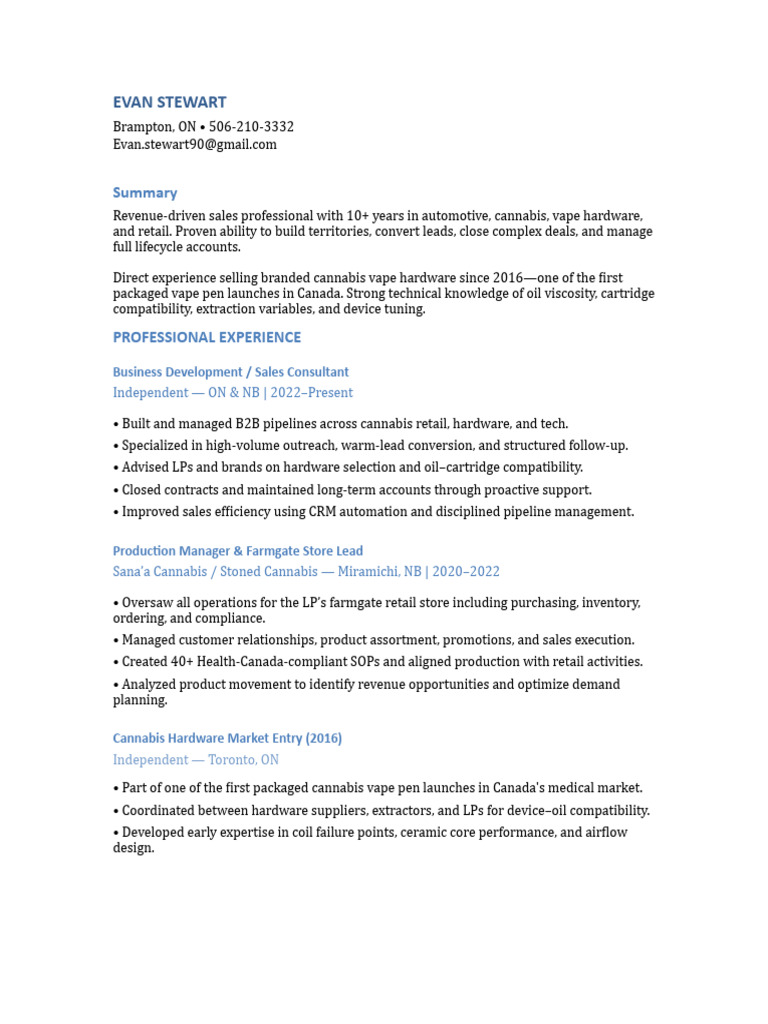 Evan Stewart Resume | PDF | Business | Business Economics