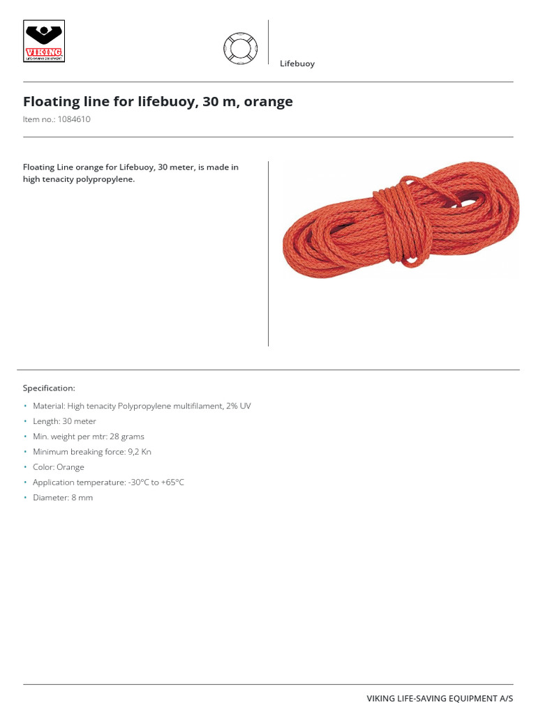 30m Orange Floating Line for Lifebuoy | PDF