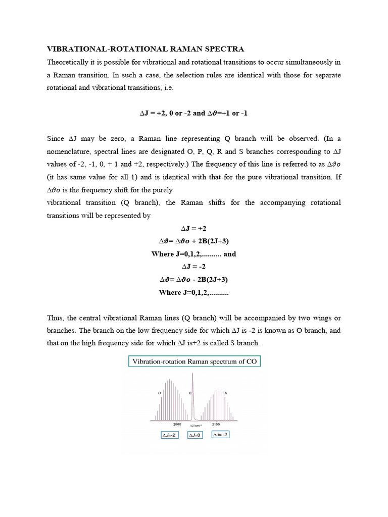 Vibrational-Rotational Raman Spectra Explained | PDF | Raman ...