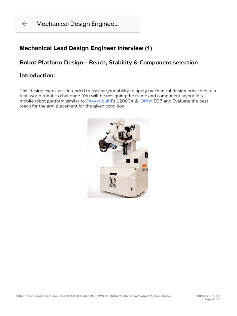 Mechanical Design Engineer Interview | PDF