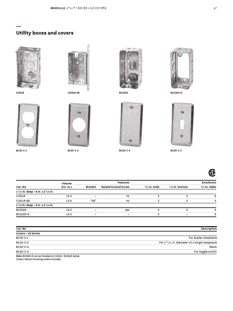 Utility Boxes and Covers Specifications | PDF | Components | Electrical ...