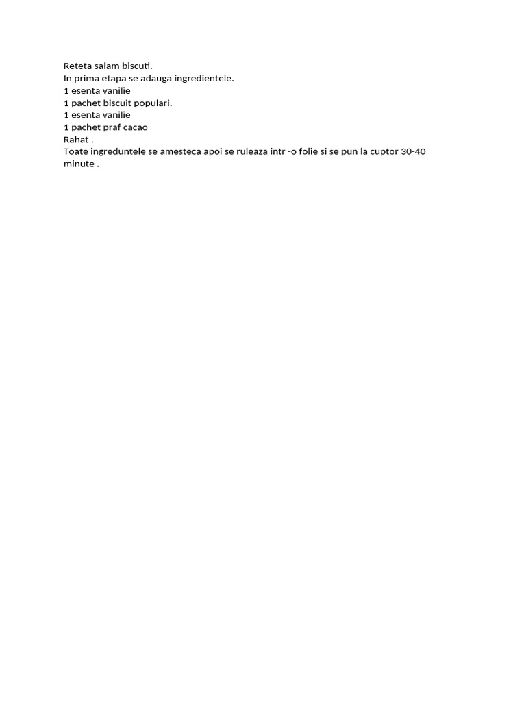 Reteta Salam Biscuti | PDF