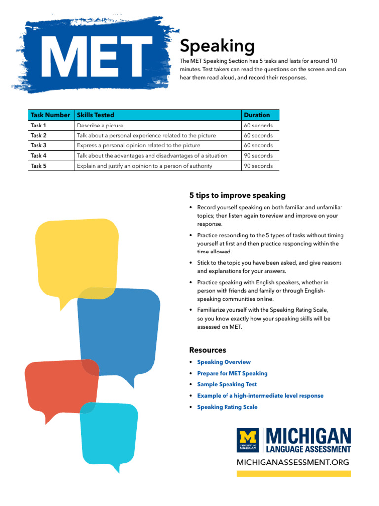 25.7.MET Skills Flyer Speaking FNL | PDF | Cognition | Learning