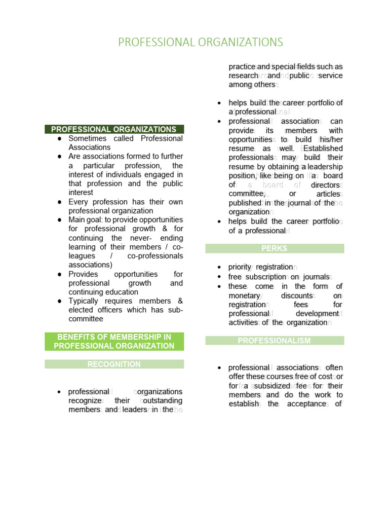 Benefits of Professional Organizations | PDF