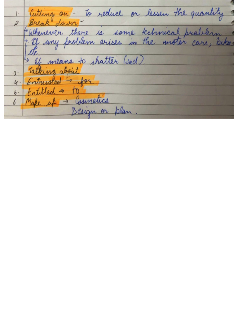 Phrasal Verbs Handwritten Notes | PDF