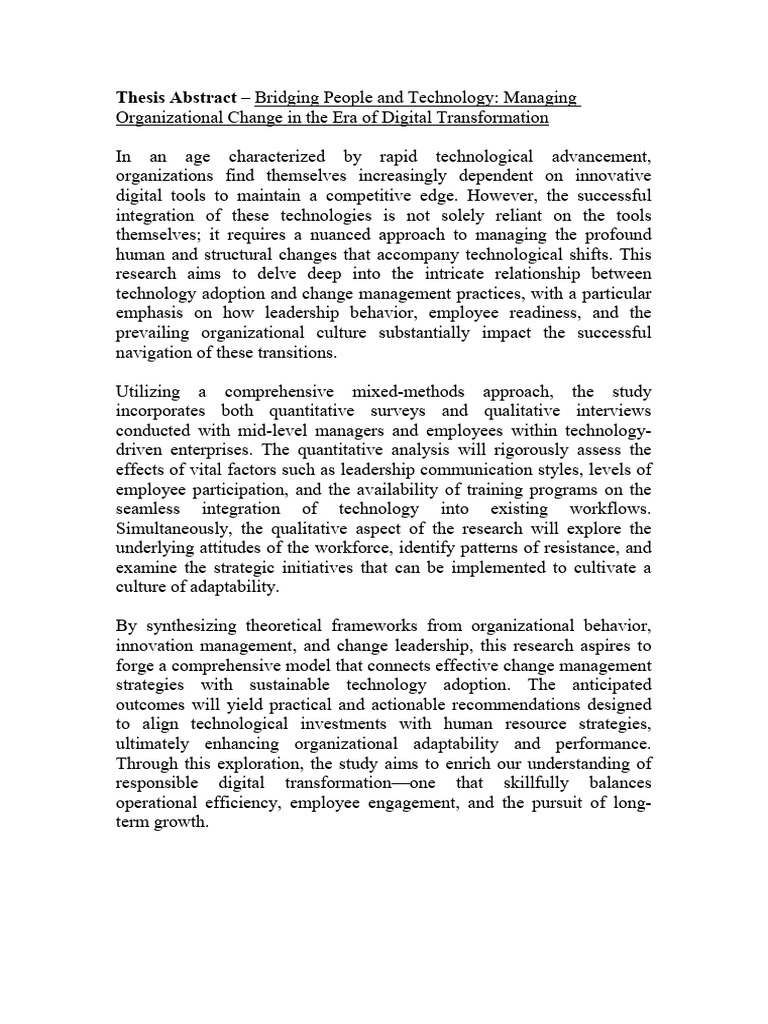 Thesis Abstract - Bridging People and Technology | PDF
