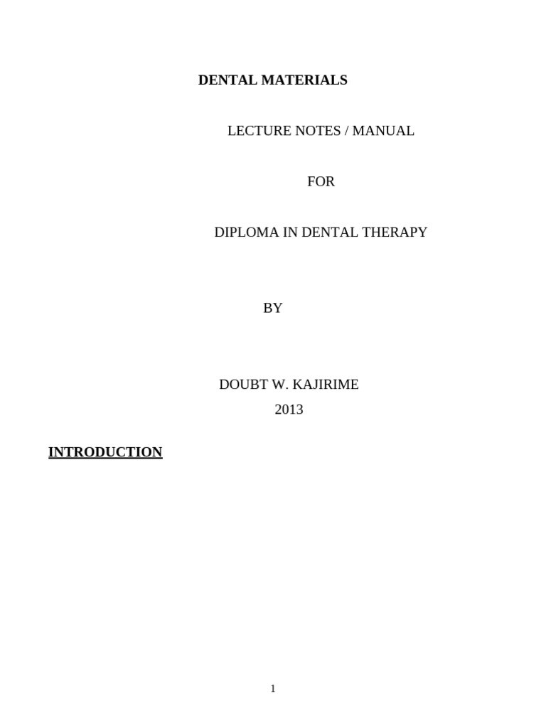 Dental Material Notes | PDF | Deformation (Engineering) | Chemical Bond