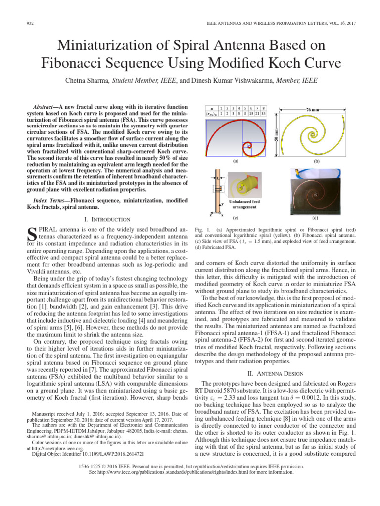 Miniaturized Fibonacci Spiral Antenna | PDF | Antenna (Radio ...