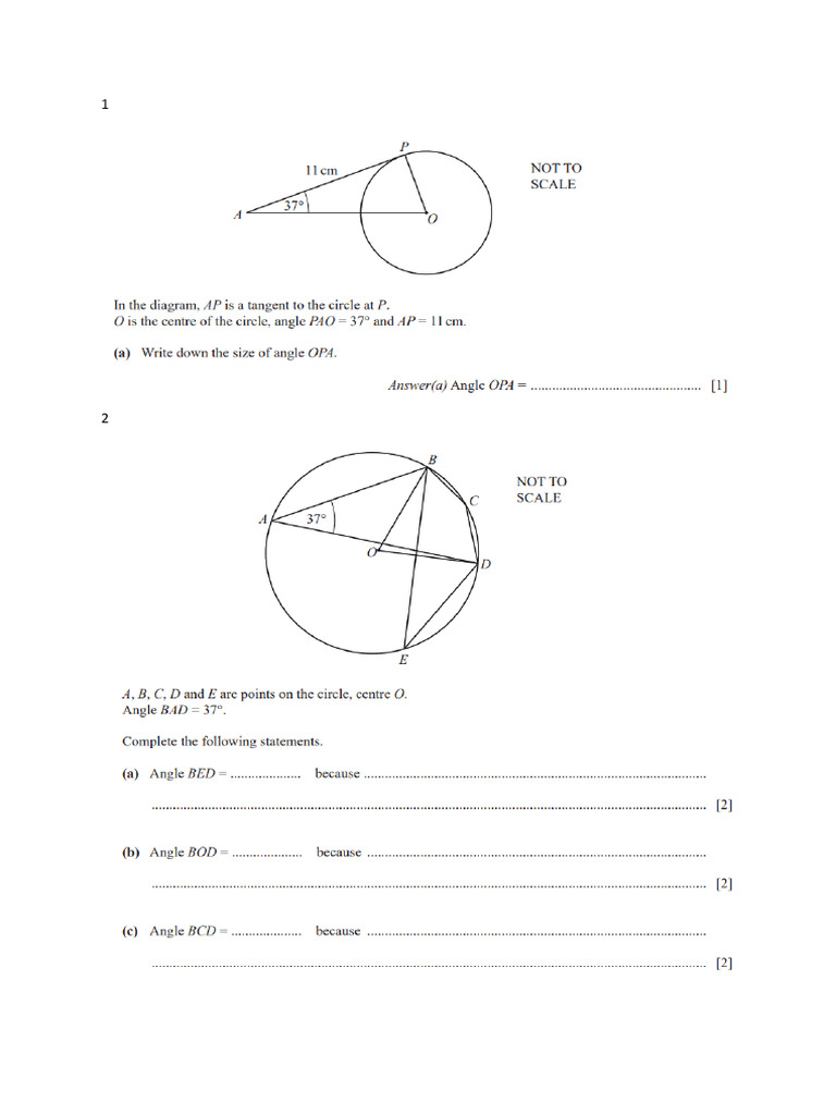 Circle Properties Worksheet | PDF