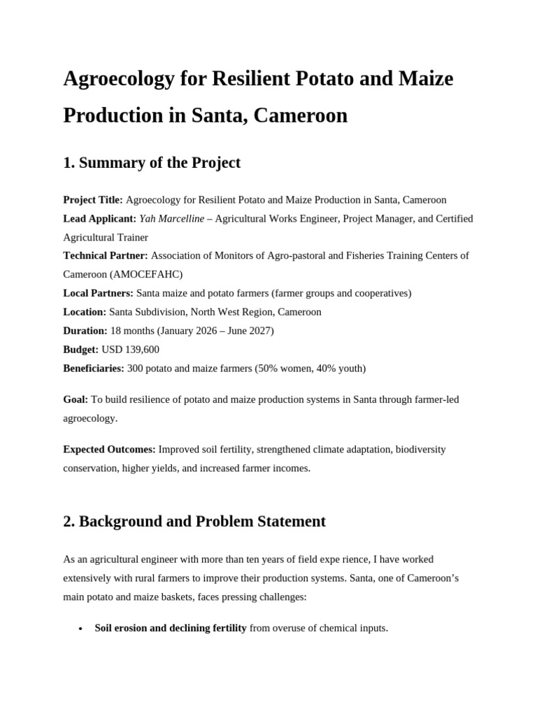 Agroecology for Resilient Potato and Maize Production in Sant1.Docx 22 ...