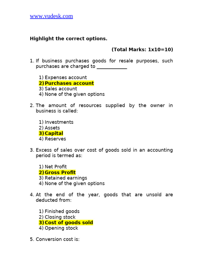 Accounting Quiz: Key Concepts Explained | PDF