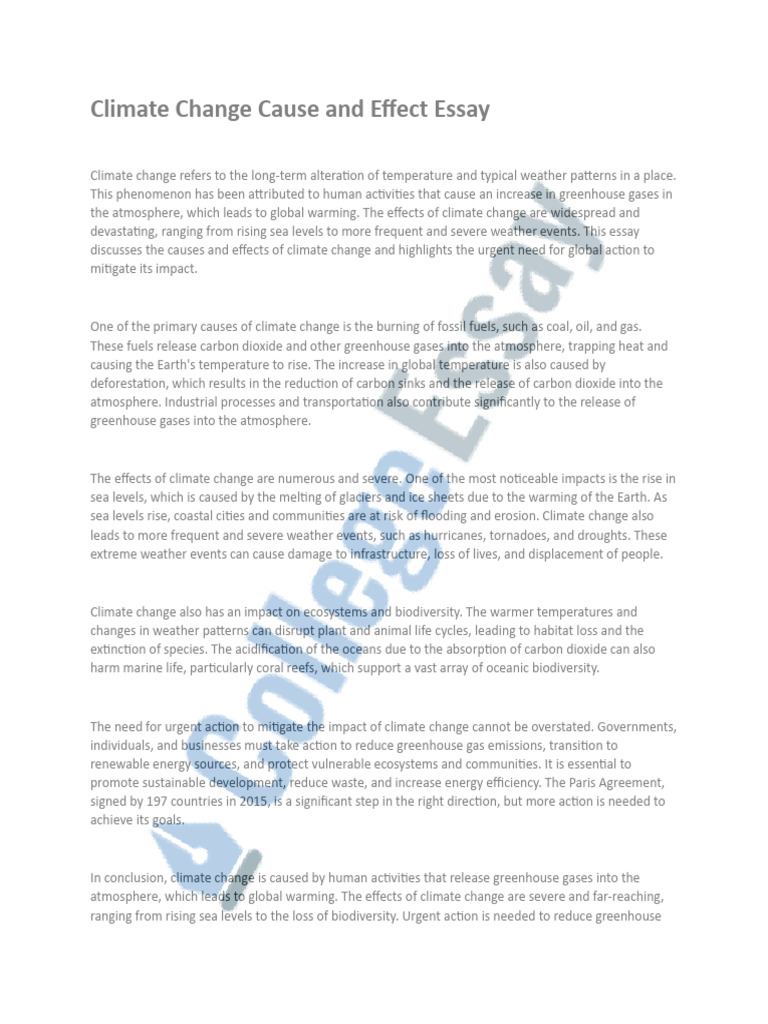 Causes and Effects of Climate Change | PDF | Climate Change ...
