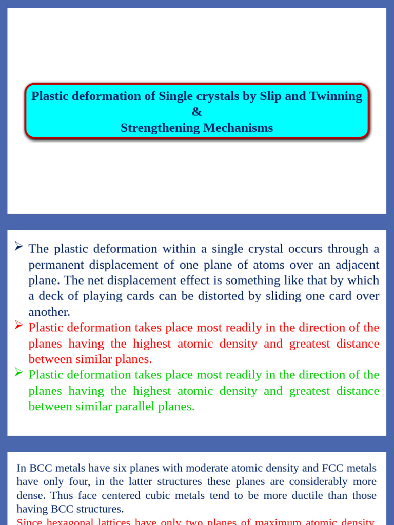 Plastic Deformation in Single Crystals | PDF | Dislocation | Plasticity ...