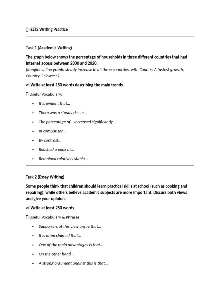 IELTS Writing Practice: Tasks 1 & 2 | PDF