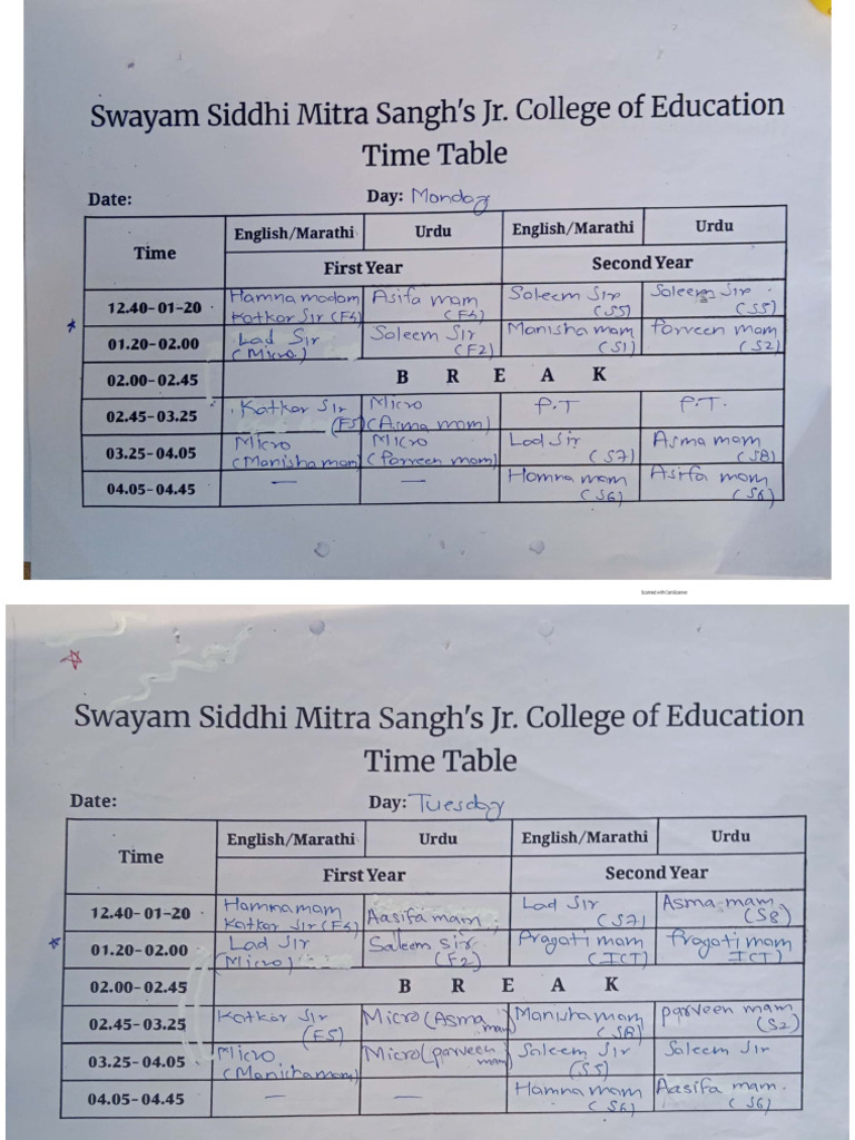 Timetable | PDF