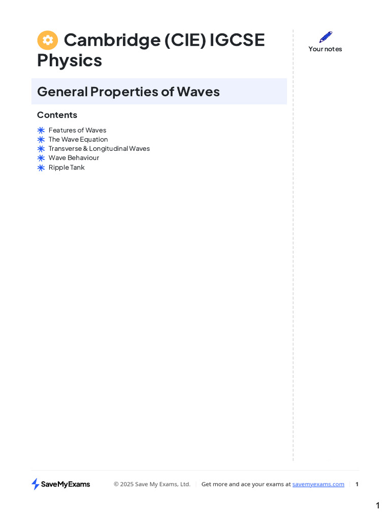 General Properties of Waves and Light Chapter-11 and 12 | PDF | Waves | Refraction