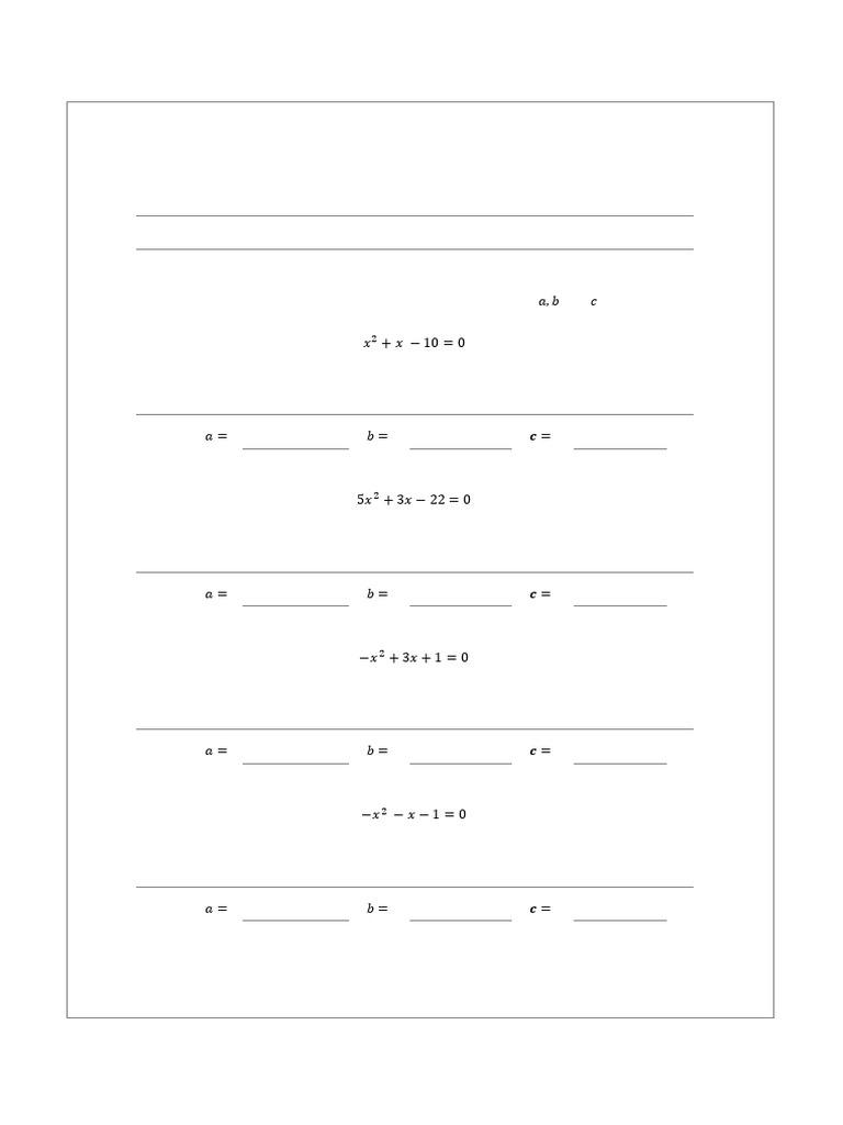 Quadratic Formula Worksheet 2 | PDF | Quadratic Equation | Applied ...