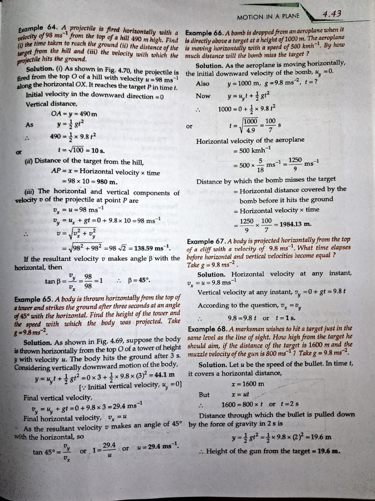 Projectile Motion Calculations and Examples | PDF | Projectiles | Flight
