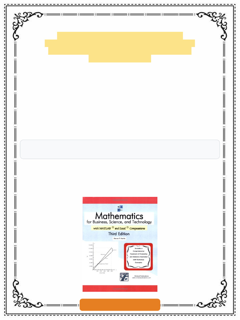 Mathematics for Business Science and Technology with MATLAB and Excel ...