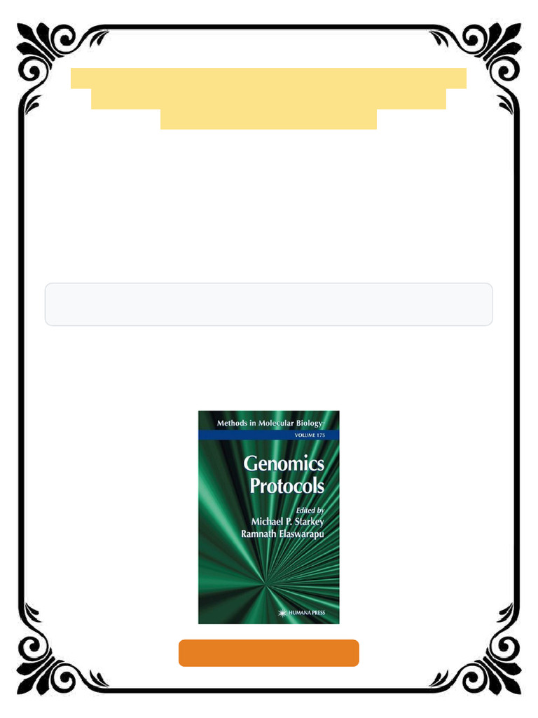 Genomics Protocols 1st Edition Paul A. Lyons (Auth.) ebook instructor ...