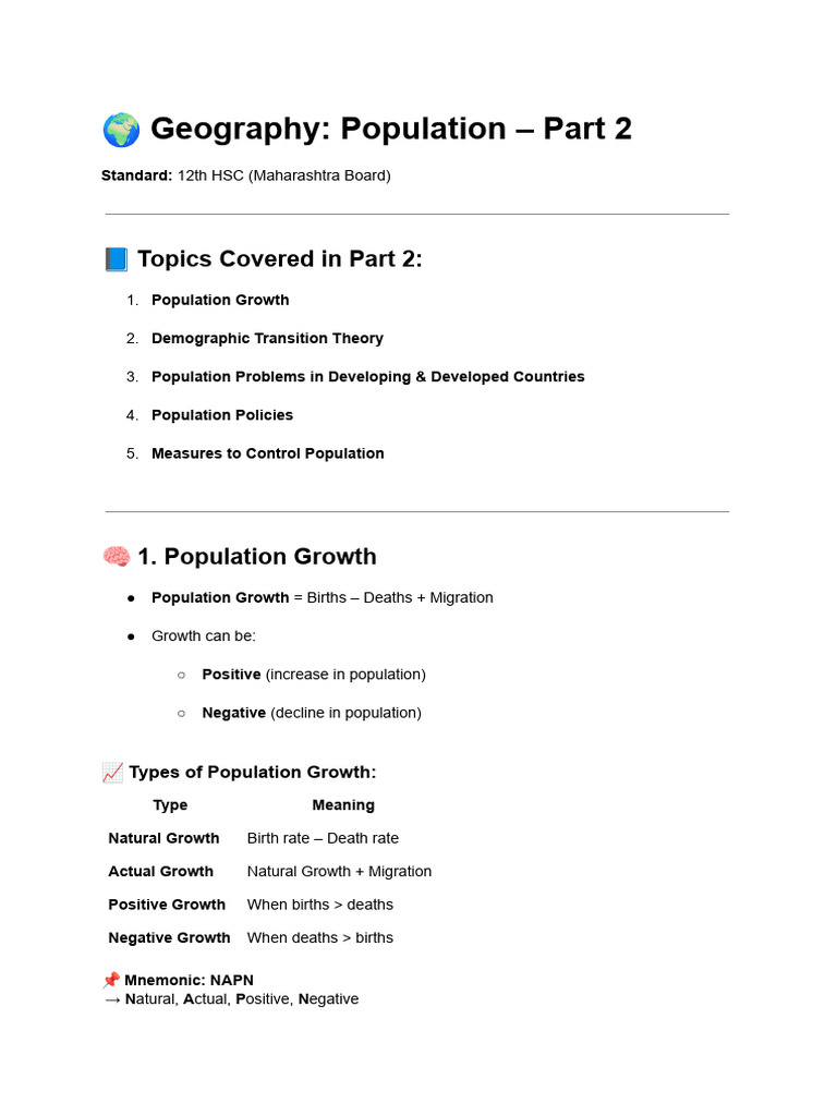 Population Growth and Policies Overview | PDF | Population | Population ...