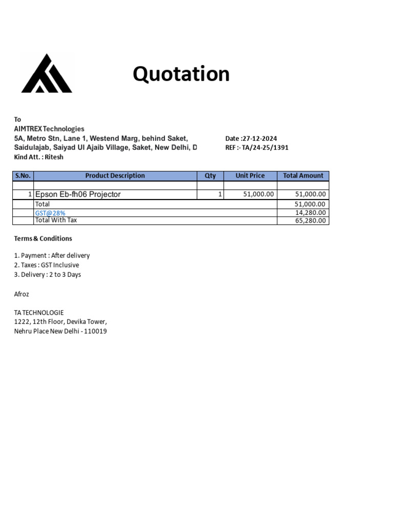Quotation for Epson | PDF