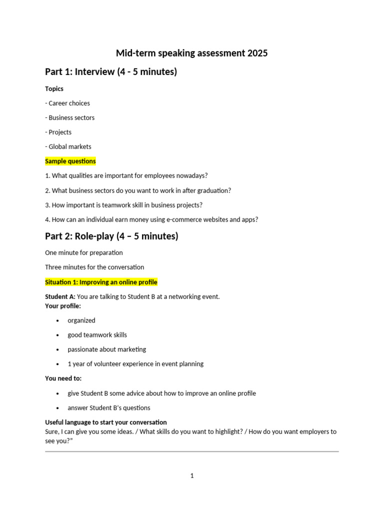 Mid-Term Assessment BP 2025 | PDF | Communication | Human Communication