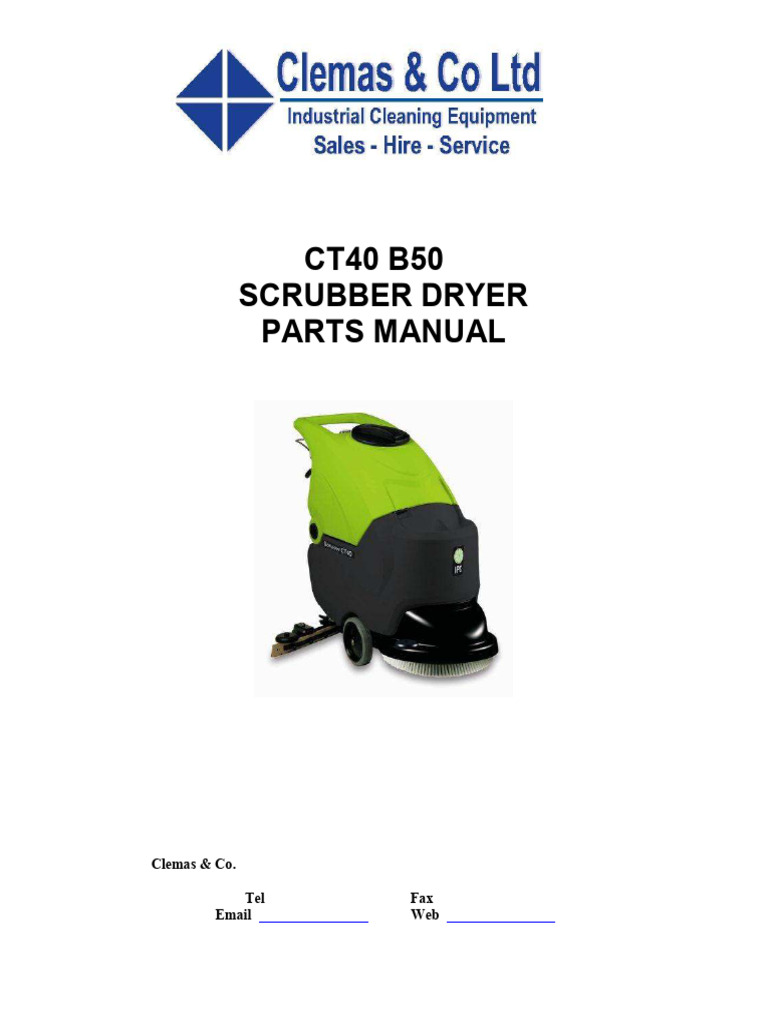 CT40 B50 Scrubber Dryer Parts Manual | PDF | Mechanical Engineering