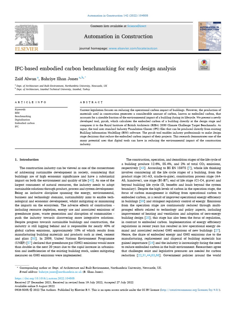 Embodied Carbon Benchmarking For Design Analysis | PDF | Life Cycle ...