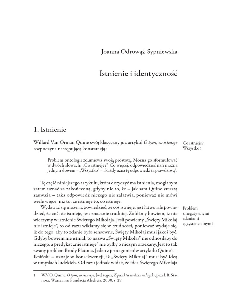 Odrowaz_Istnienie_identycznosc | PDF