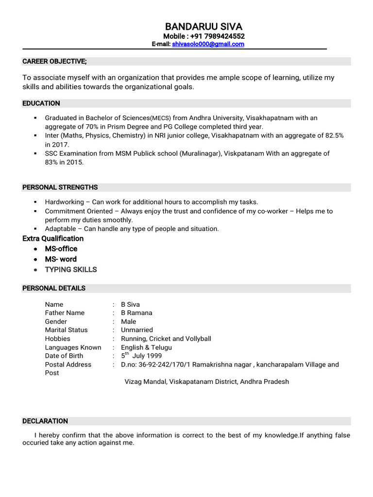 Shiva Resume 3 | PDF