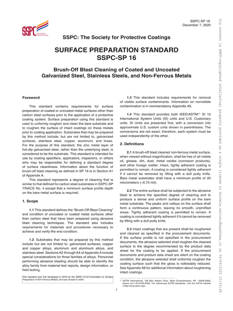 SSPC-SP 16-2020 | PDF