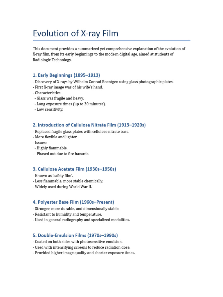 Evolution of X-Ray Film | PDF | X Ray | Radiography
