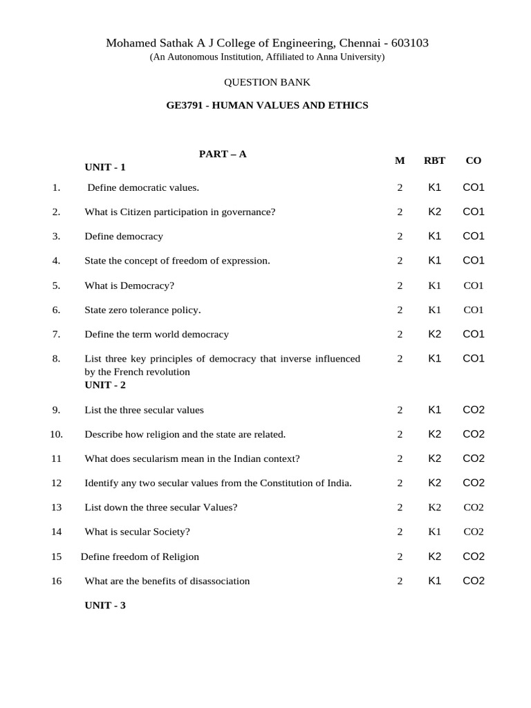 GE3791 - HUMAN VALUES AND ETHICS | PDF | Secularism | Scientific Method