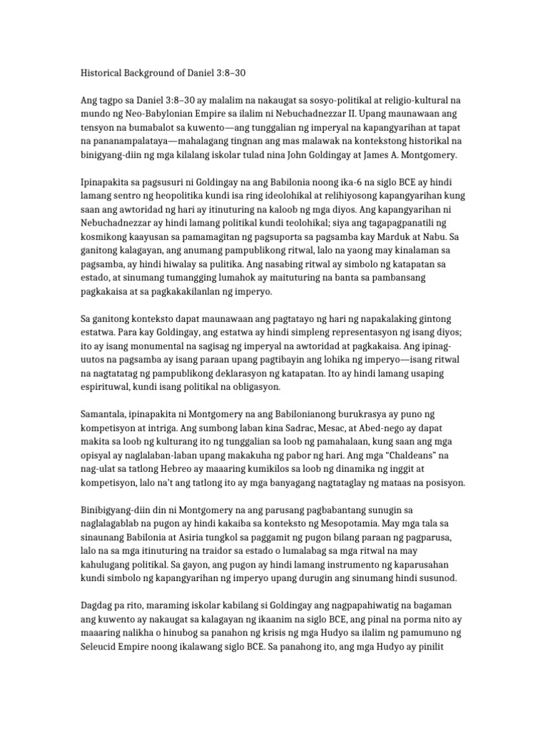 Daniel 3 Historical Background | PDF